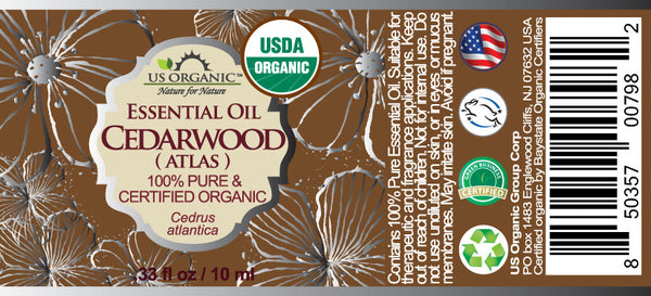 US Organic Cedarwood Essential Oil, 100% Pure Certified USDA Organic ...